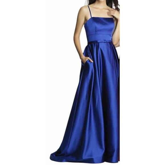 Dave & Johnny | Dresses | New Dave Johnny Satin Ballgown In Sapphire ...